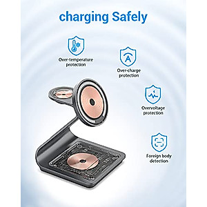 3 in 1 Wireless Charger for MagSafe, Aluminum Alloy Wireless Charging Station, Compatible with iPhone 14/13/12, Apple Watch, AirPods Pro/3/2 (Cable and Adapter Included) Space Grey