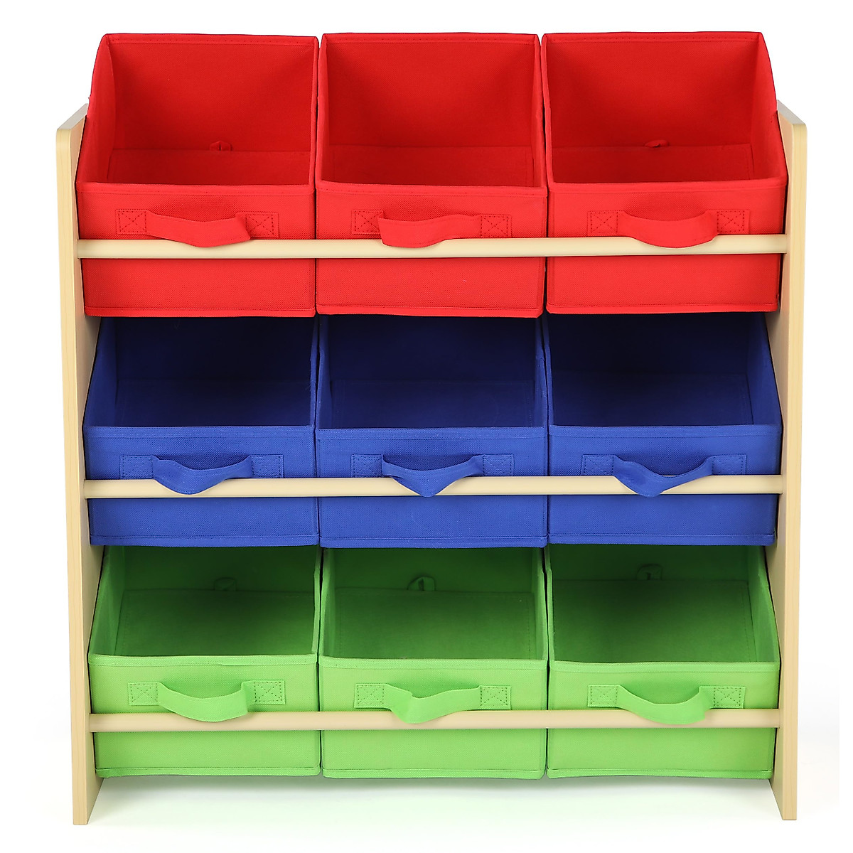 Humble Crew Kids Toy Organizer with 9 Fabric Storage Bins, 24" Tall, Primary