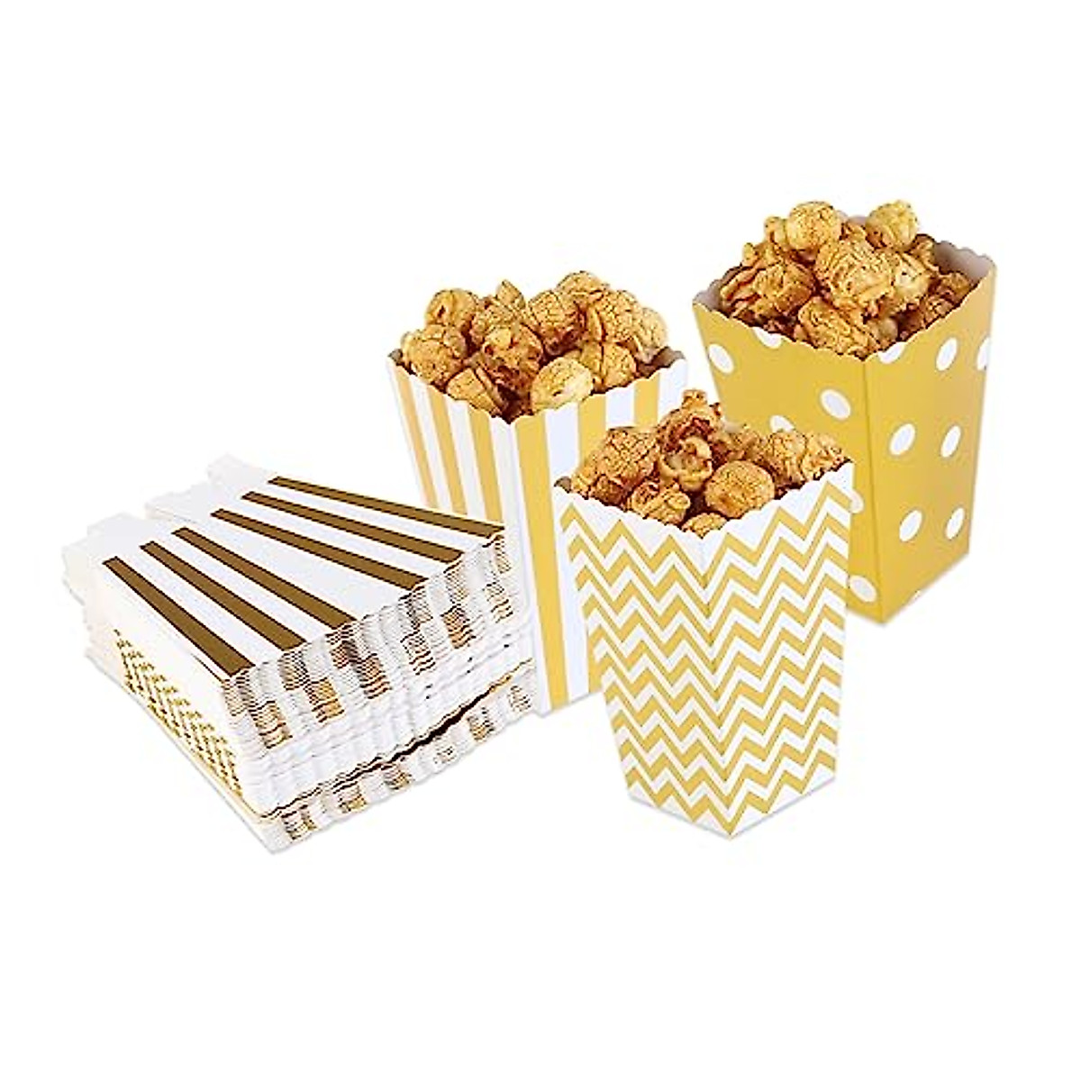 FUNOMOCYA 50pcs Popcorn Boxes Cookie Container Candy Containers Disposable Containers Popcorn Containers Party Candy Boxes Cookies Box Popcorn Cup Popcorn Bucket Cardboard Golden