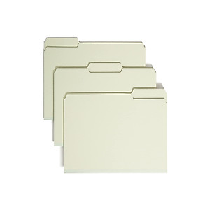 Smead Pressboard File Folder, 1/3-Cut Tab, 1" Expansion, Letter Size, Gray/Green, 25 per Box (13230)
