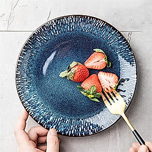 Ceramic Dinner Plates 4-pack Blue Plate Ceramic Plate Round Nordic Flat Plate Western Plate Steak Plate Tableware Salad Pasta Dinner Plates