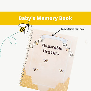 Baby Memory Book w/Milestone Stickers and Ink Pad for Baby's Hand & Foot Print