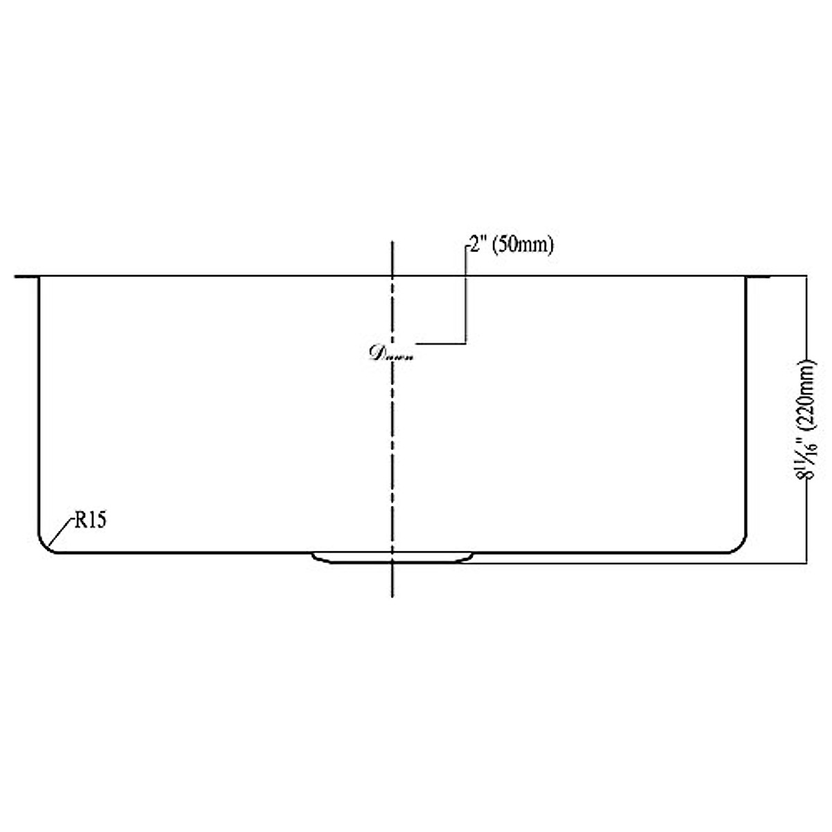 Dawn SRU201609 Undermount Small Corner Radius Single Bowl Sink, Polished Satin