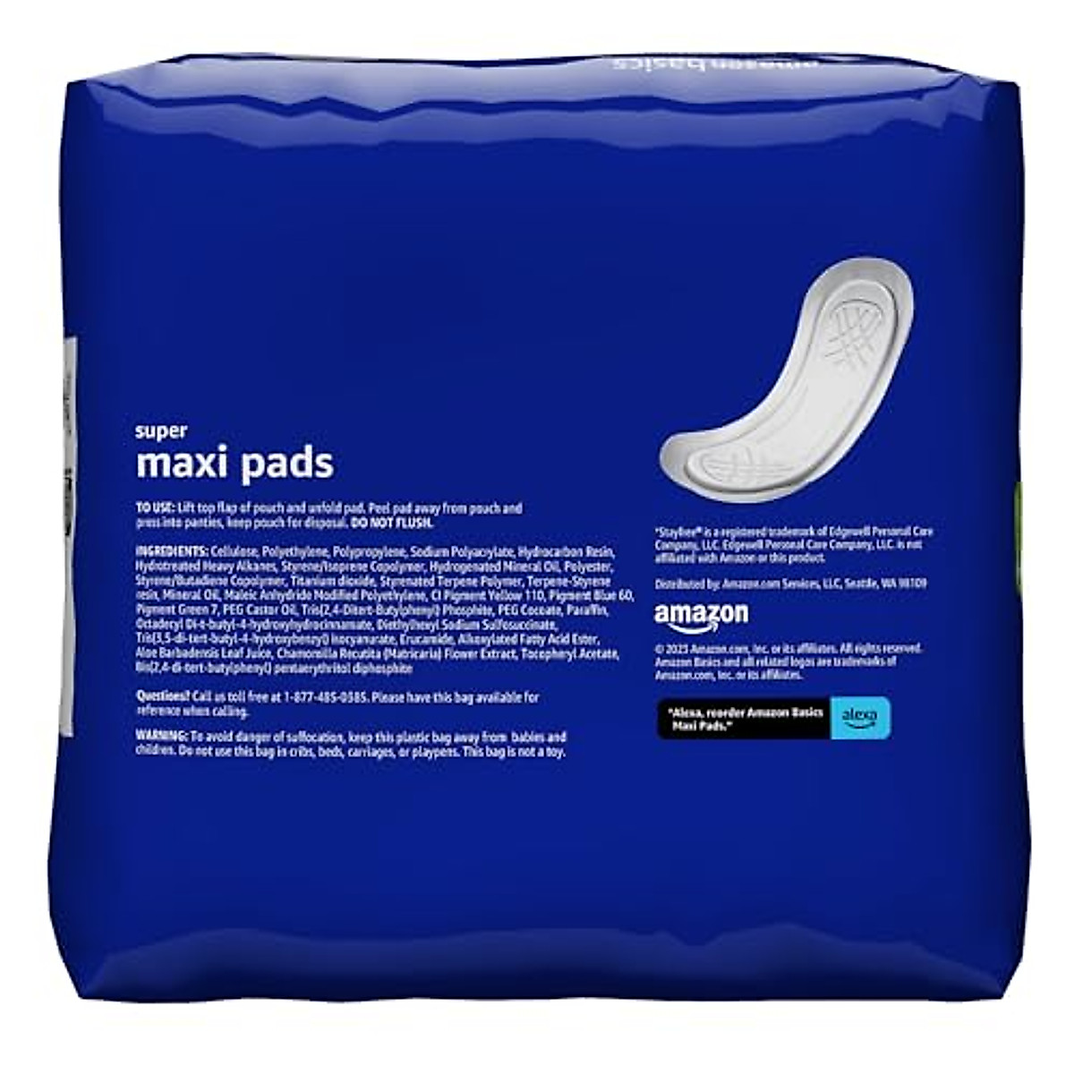 Amazon Basics Maxi Pads For Women- Thick, Super Absorbency, Unscented, 48 Count, 1 Pack (Previously Solimo)