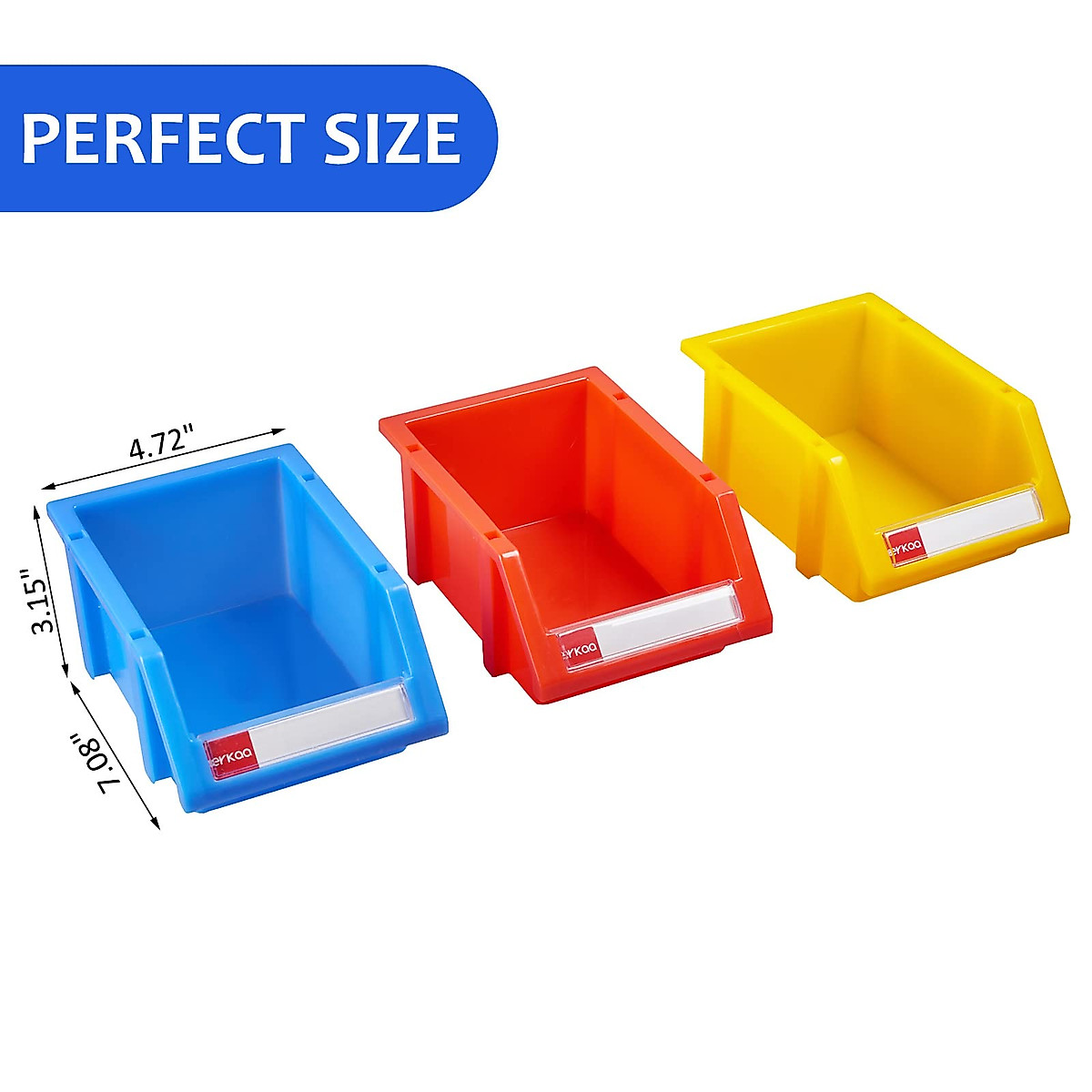 Aerkaa Plastic stackable storage bins tool storage bins for garage, workshop, office storage(Yellow,Pack of 6)