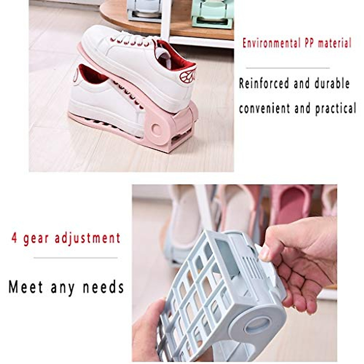 LKH Green Shoe Slots Space Saver, Shoe Organizers and Storage, Shoe Slots Organizer, Shoe Stack - 6 Piece Set (Color : Green)