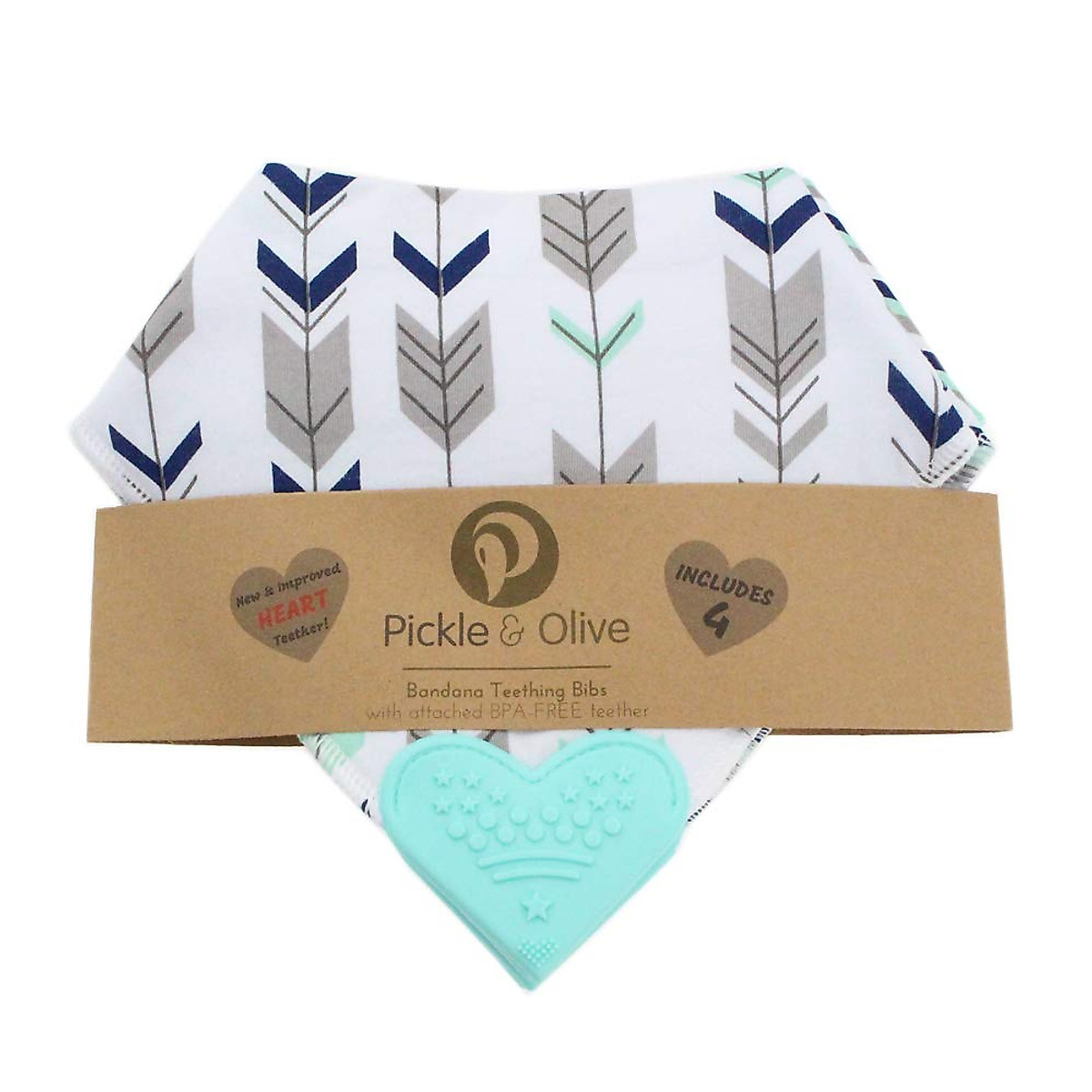 Pickle & Olive Baby Bandana Teething Bibs with Attached Teether - Set Of 4 - Orange Fox