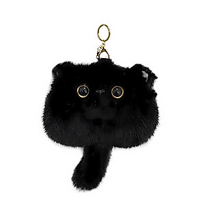 HUIJUFU Cute Black Cat Plush Keychain - Cat Coin Purse for Women