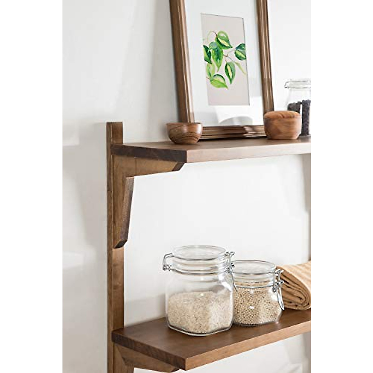 Kate and Laurel Meridien Farmhouse Wood Shelves, 24 x 8 x 24, Rustic Brown, Modern Two Tier Wall Shelf for Storage and Display