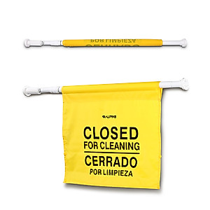 Alpine Restroom Closed for Cleaning Sign, Commercial Door Barricade Sign, English & Spanish Bathroom Sign, Yellow Safety Hanging Sign for Cleaning In Progress Restroom