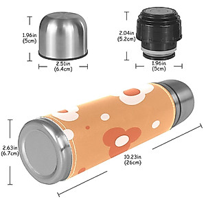Stainless Steel Leather Vacuum Insulated Mug Flower Thermos Water Bottle for Hot and Cold Drinks Kids Adults 16 Oz