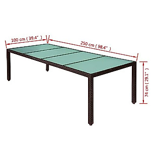 TCSGURK Patio Dining Set, Outdoor Patio Furniture Sets, Rectangular Glass Top Dining Table and Chairs with Cushions (Color : Brown, Size : 98.4" x 39.4" x 29.1")