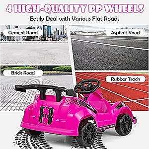 GLACER Electric Go Kart for Kids, 6V Battery Powered Kids Go Kart w/ 2.4G Remote Control, Electric Ride On Car w/Soft Start, Sound and Music Function, Electric Ride On Toy Gift for Boys Girls (Pink)