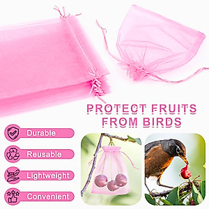 ANZNKU 50 Pack Organza Bags 4 x 6 inch Premium Sheer Drawstring Organza Bags for Candy Jewelry Party Wedding Christmas Favor Gift Bags (Pink)