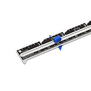 Dritz Sliding Marker Sewing Gauge, Nickel with Black Printing and Blue Slider