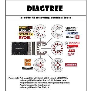 Diagtree 20PCS Bi-Metal Oscillating Multitool Quick Release Oscillating Saw Blades Fits Fein Multimaster, Porter Cable, Black&Decker, Bosch Craftsman, Ridgid, Makita, Milwaukee, Dewalt etc