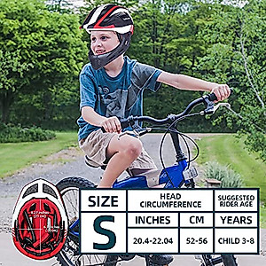 EASTINEAR Kids Bike Helmet Full Face Adjustable Children Bicycle Helmets with LED Light Cycling Helmet for Boys and Girls Ages 3-8 (Black)