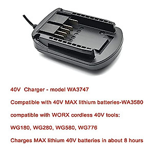 WETOOLPLUS WA3747 40v MAX Lithium Ion Battery Charger for Worx WA3580 Battery