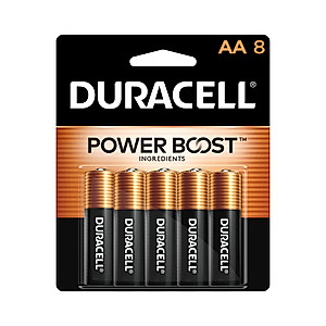Duracell Coppertop AA Batteries with Power Boost Ingredients, 8 Count Pack Double A Battery with Long-lasting Power, Alkaline AA Battery for Household and Office Devices