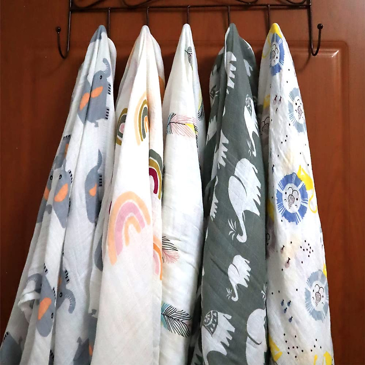 Baby Swaddle Blanket Unisex Swaddle Wrap Soft Muslin Swaddle Blankets Neutral Receiving Blanket for Boys and Girls, Large 47 x 47 inches(Lion)