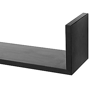 Americanflat Black Floating Shelves - Set of 3 - U Shaped Wall Mounted Display Ledges for Bedroom, Living Room, Bathroom, Kitchen, and Office