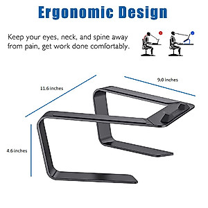 GodSpin Laptop Stand, Aluminum Computer Riser, Ergonomic Detachable Portable Aluminum Notebook Stand Elevator for Desk, Compatible with MacBook Air Pro, Dell XPS, HP, 10 to 17 Inch Laptops (Gray)