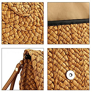 Summer Straw Clutch Envelope Woven Shoulder Bag Crossbody Handbag Purse Wallet for Women (Coffee color)