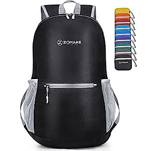 ZOMAKE Ultra Lightweight Hiking Backpack 20L - Water Resistant Small Backpack Packable Daypack for Women Men(Black)