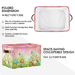 Foldable Storage Basket, Cube Organizer Bins Happy Easter Cube Bag Dual Handles for Closet Shelf