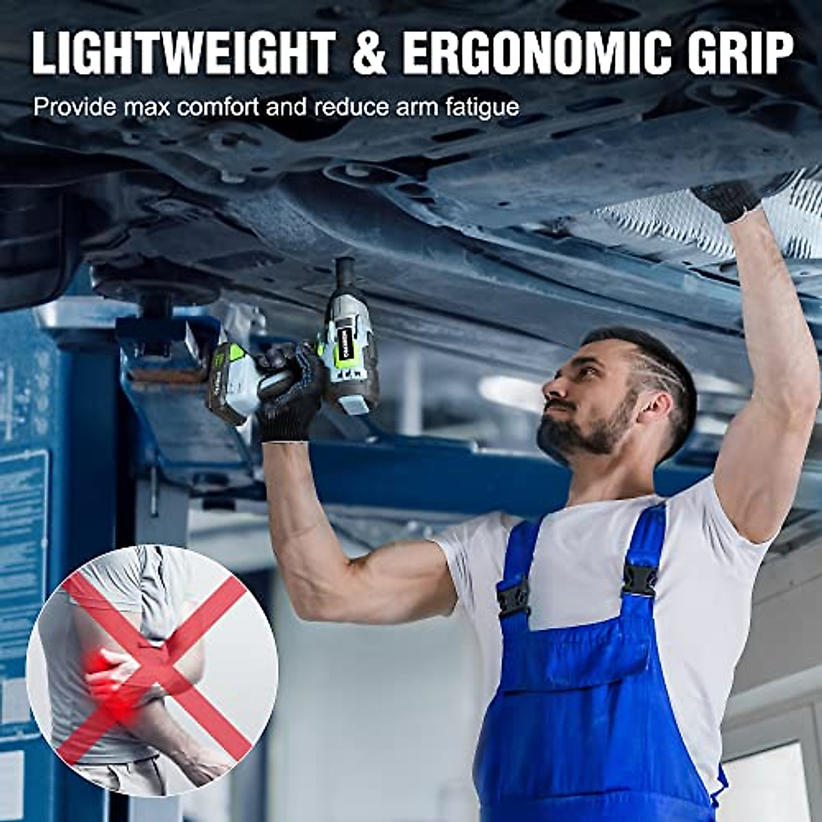 WORKPRO 20V Cordless Impact Wrench, 1/2-inch, 320 Ft Pounds Max Torque, 2.0Ah Li-ion Battery with Fast Charger, Belt Clip for Easy Carrying