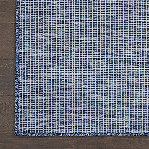 Nourison Positano Indoor/Outdoor Navy Blue 2'2" x 12' Area Rug, Easy Cleaning, Non Shedding, Bed Room, Living Room, Dining Room, Backyard, Deck, Patio (2x12)