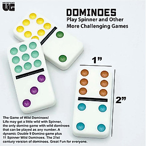 Front Porch Classics | Spinner Colored Dot Dominoes Set, On-The-Go Travel Storage Tin 2 to 8 Players Ages 8 to 99