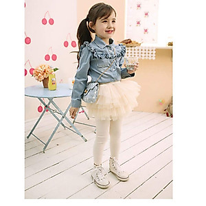 elamccor Baby Toddler Girls' Tutu Leggings Tulle Ruffle Skirted Pants 2-6T Red