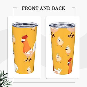 EVANEM 20 Oz Stainless Steel Tumbler With Straw Cleaner Chicken Chick Printed Insulated Cup Travel Coffee Mug Vacuum Insulated Tumblers For Home Office