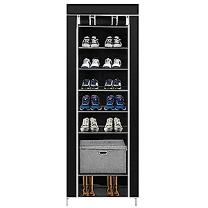 BELANITAS 10 Tier Shoe Rack for Entryway, Closet, Shoe Rack with Covers, Shoe Organizer Shoe Shelf Hold 27-35 Pairs of Shoes for High Heels, Sneakers, Boots and Storage Box, Black
