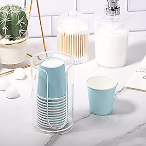 LoveBB Bathroom Cup Dispenser, 3oz-5oz Small Disposable Paper Cups Holder for Bathroom Vanity Countertop's Rinsing/Mouthwash Cups, Clear