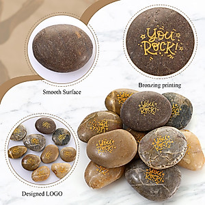 Roowest Employee Appreciation Gifts Christmas Thank You You Rock Engraved Inspirational Rocks Faith Stones Kudos Cards Thank You Notecards and White Organza Bags for Coworkers Staff(20 Sets)