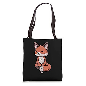 Fox Yoga Chibi Kawaii Anime Japanese Funny Design Tote Bag