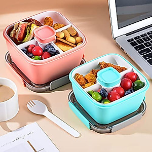 Cezoyx 3 Pack Salad Lunch Container To Go, 52 Oz Reusable Salad Bowl with 3 Compartment, Salad Dressings Container for Salad Toppings, Fruit, Lunch