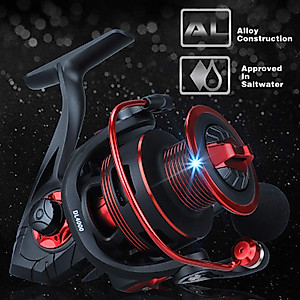 One Bass Fishing reels Light Weight Saltwater Spinning Reel - 39.5 LB Carbon Fiber Drag,12+1 BB Ultra Smooth All Aluminum Inshore Reel for Saltwater or Freshwater