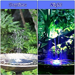AISITIN 3.5W Solar Fountain with Remote Control, LED Colorful Lights & 3000mAh Battery, Solar Fountain Pump with Bracket and 8 Nozzles, Solar Water Fountain for Bird Bath, Garden, Pond and Outdoor