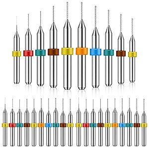 Shank Tungsten Carbide Micro Drill Bits Set, Tungsten Steel PCB Print Circuit Board Flute CNC Router Bits for Rough Stone Print Circuit Board Jewelry Engraving (30 Pcs, 0.3-1.2 mm)