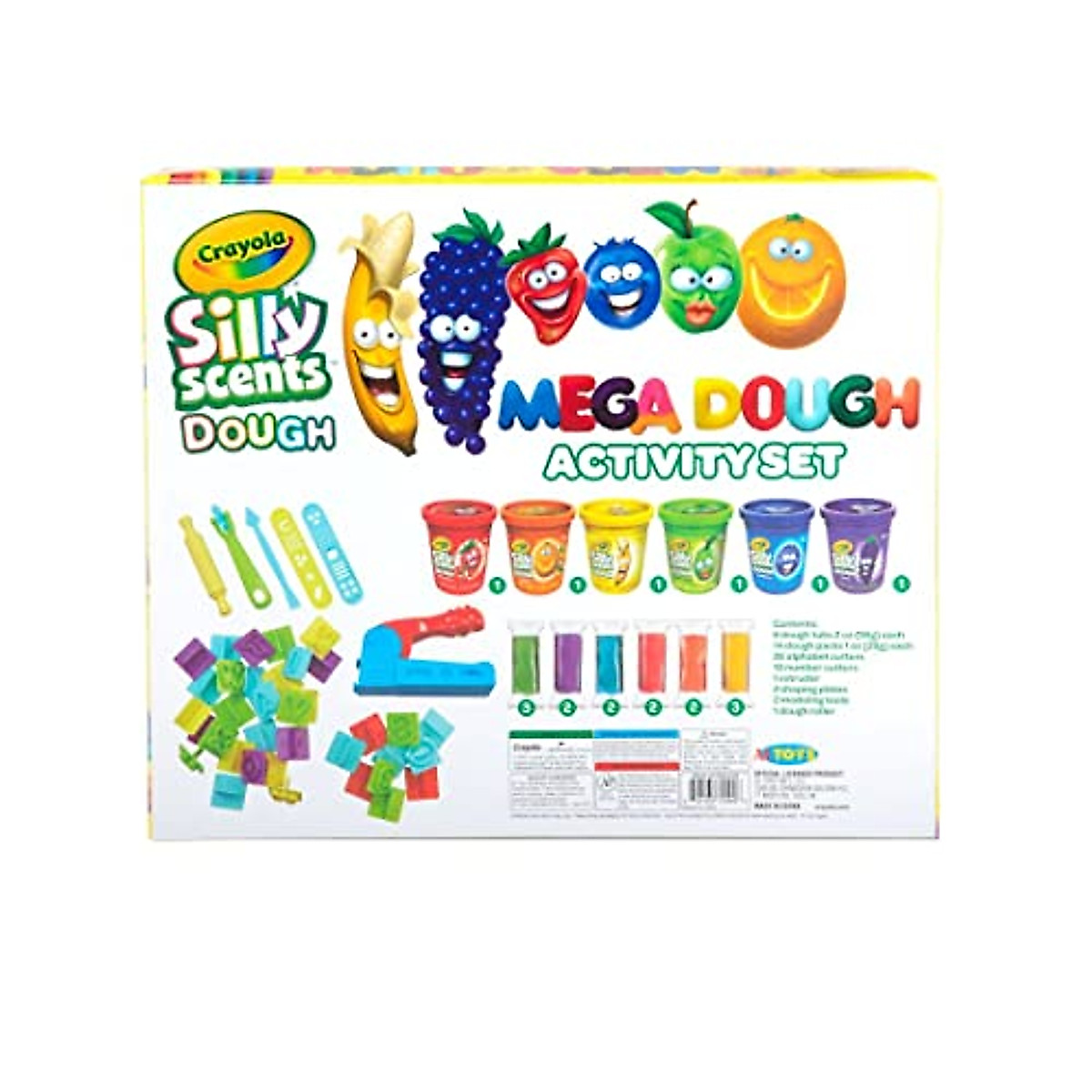 Crayola Silly Scents Dough, Mega Activity Set | 20 Scented Mini Playdough Packs; 6x2oz Play Dough Tubs and 14x1oz Dough Packs | 30 Kids Tools : Alphabet, Letters, and Shapes | 6 Bright Colors.