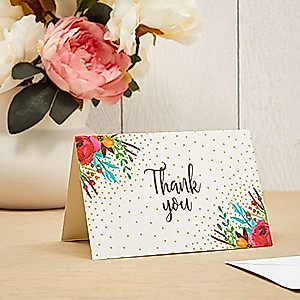 Juvale Assorted Floral Thank You Blank Cards with Envelopes (4x6 In, 48 Pack)