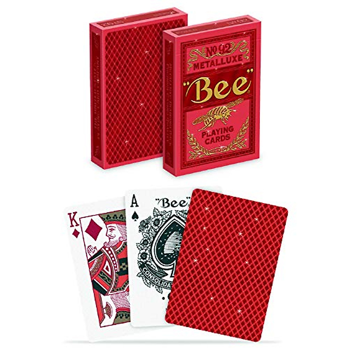 bee MetalLuxe™ Playing Cards - Red Foil Diamond Back, Standard Index