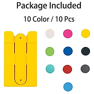 TraderPlus 10 Pcs Cell Phone Card Holder Stick on Wallet with Stand for iPhone, Android & Most Smartphones