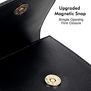 nuoku Small Leather Crossbody Bags for Women, Mini Cell Phone Purse, Removable Rfid Blocking Card Holder, BLACK