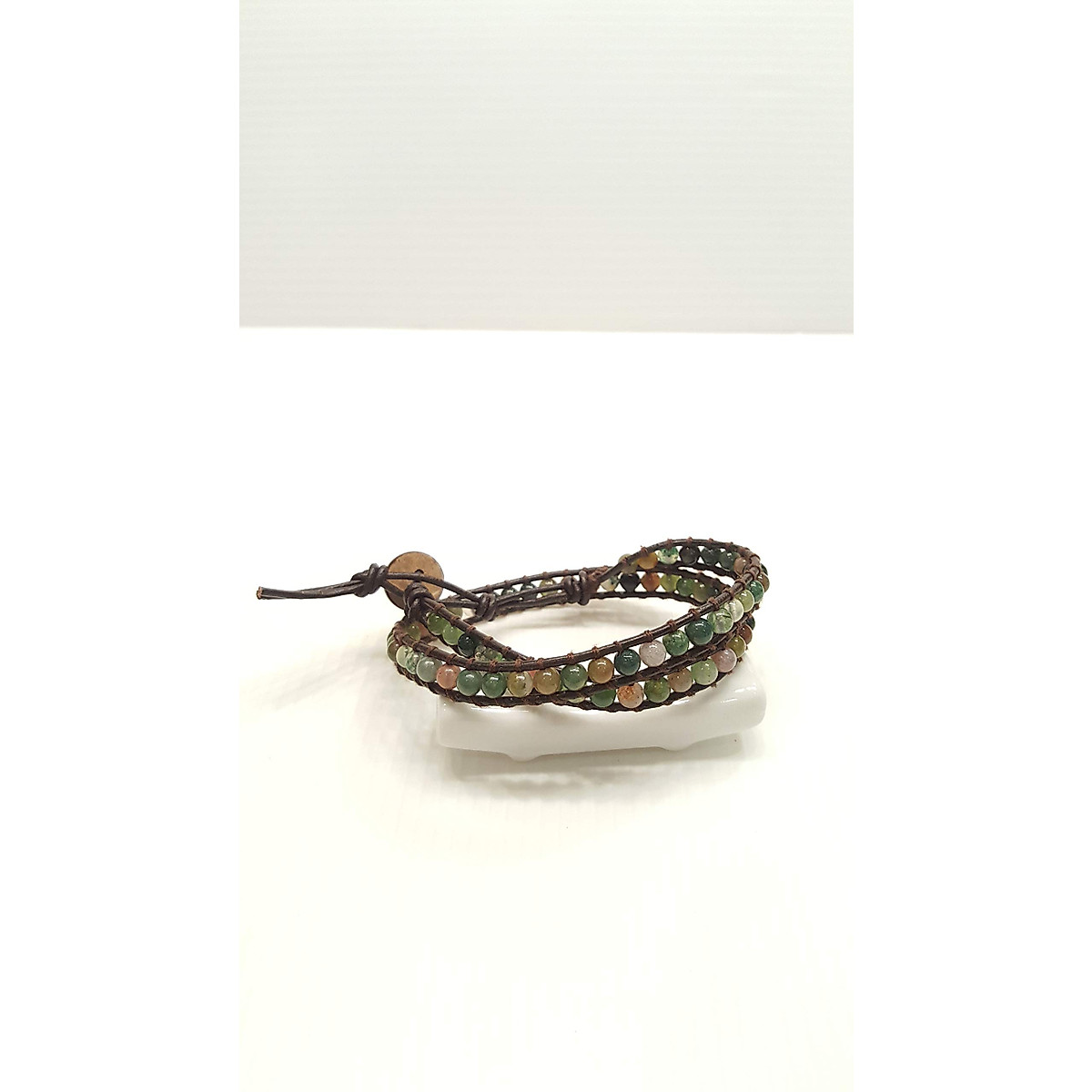 Infinityee888 Jasper 2 Wrap Bracelets and Choker woven Leather Necklace 2 in 1, Men Bracelet, Women Bracelet, Teengirls Bracelet Green