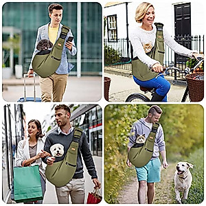 Cuby Dog Sling Carrier for Small Dogs, Hands Free Reversible Breathable Cotton, Safe Travel Sling Bag Carriers for Dog Cat Puppy Pet (Green)