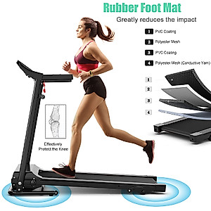 GYMAX Folding Treadmill, Electric Motorized Fitness Exercise Running Machine for Home Gym Office with 12 Preset Programs, Heart Sensor and Moving Wheels Manual Incline Cardio Training Treadmill
